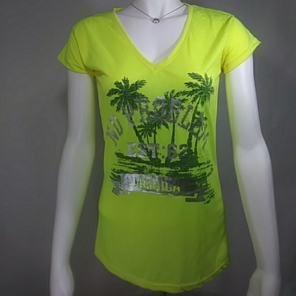 surf style | Tops | Neon Yellow Womens Graphic Tshirt Large | Poshmark